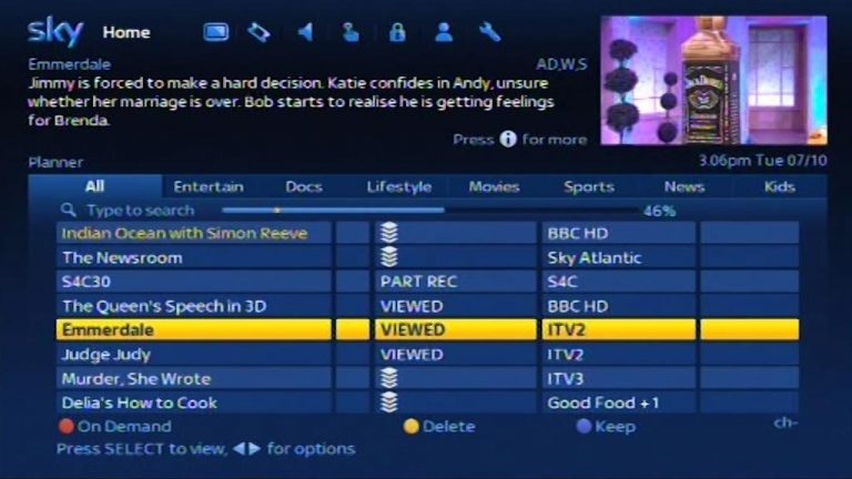 Sky Television EPG – Electronic Programme Guide | TVARK