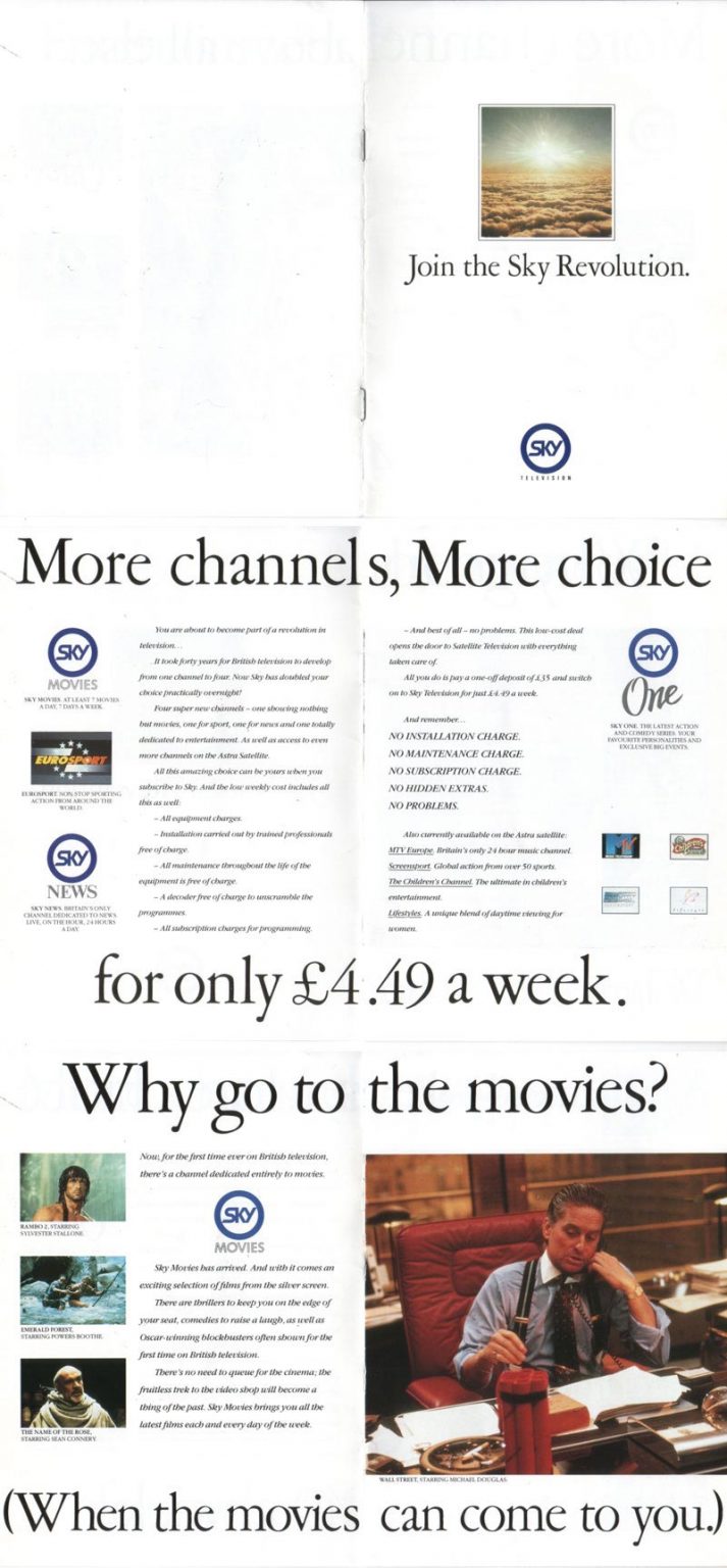 Sky TV Corporate Logo & Print Examples 1989 – 1991 | TVARK