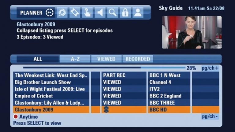Sky Television EPG – Electronic Programme Guide | TVARK