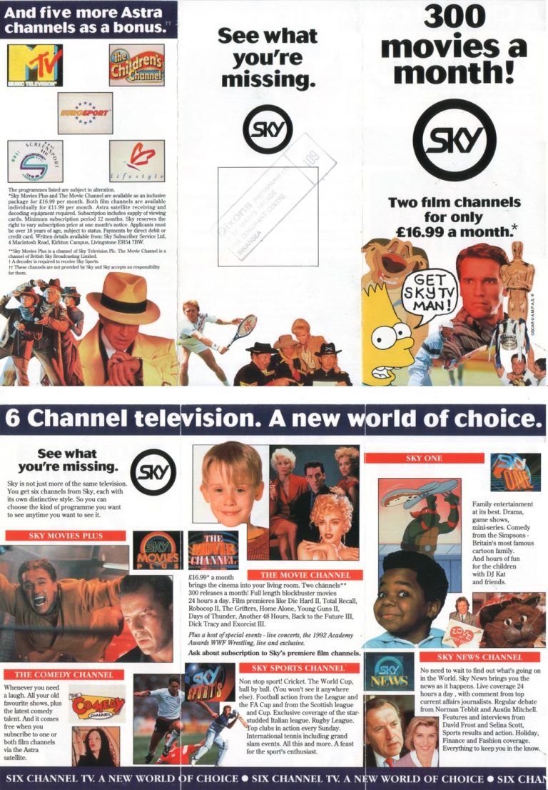 Sky TV Corporate Logo & Print Examples 1991 – 1993 | TVARK
