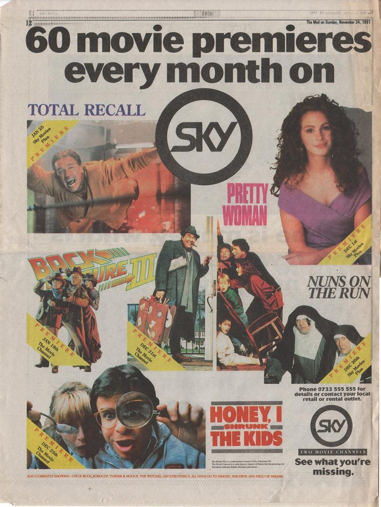 Sky TV Corporate Logo & Print Examples 1991 – 1993 | TVARK