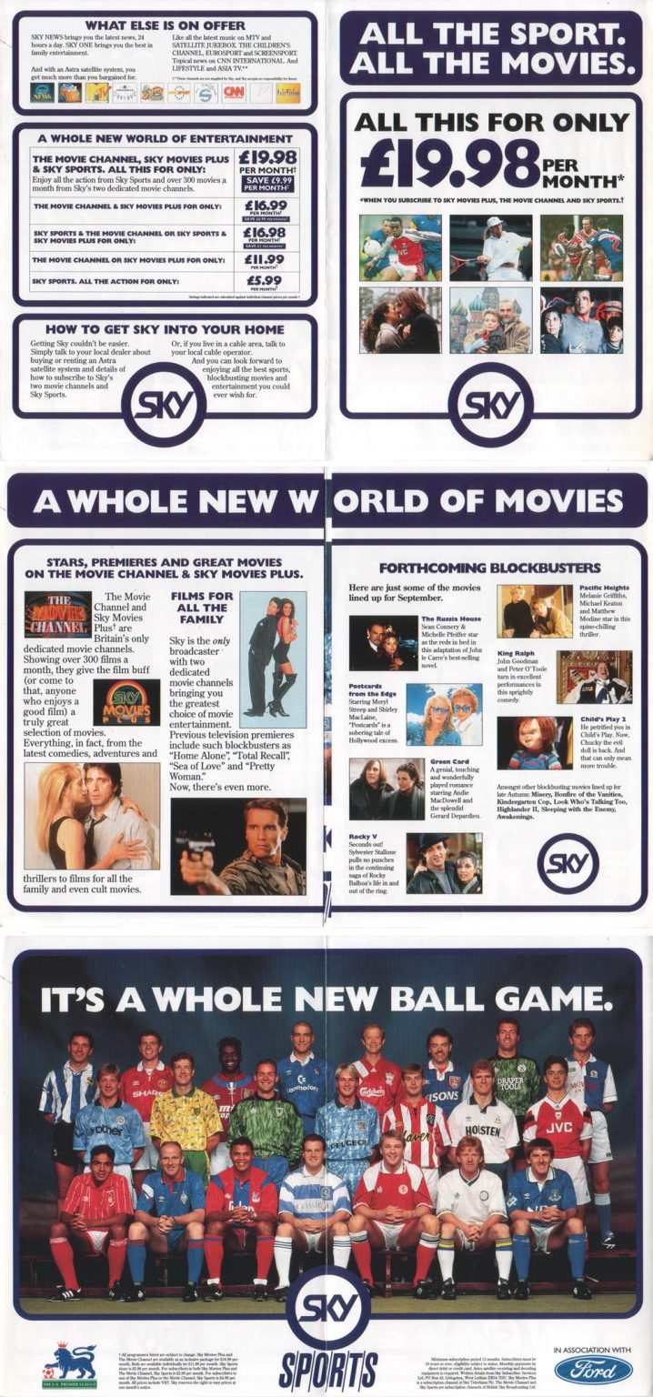 Sky TV Corporate Logo & Print Examples 1991 – 1993 | TVARK