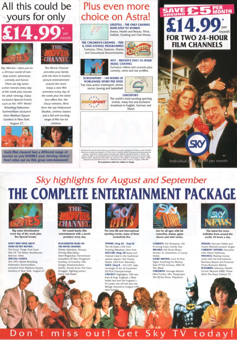 Sky TV Corporate Logo & Print Examples 1991 – 1993 | TVARK
