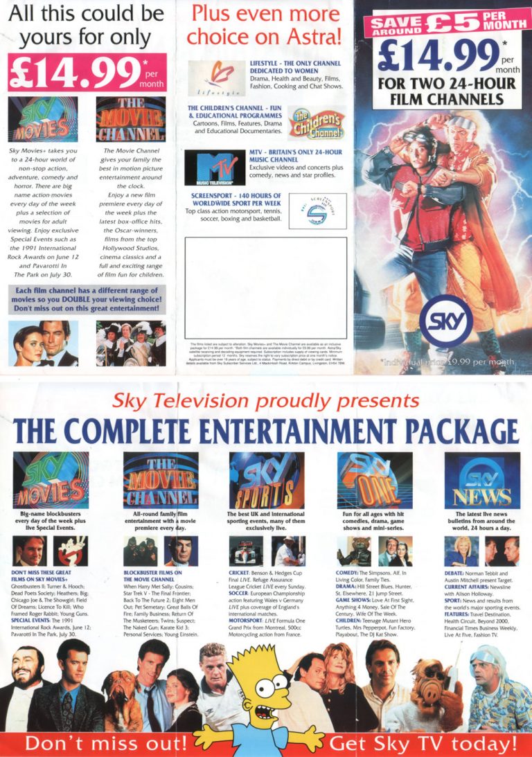 Sky TV Corporate Logo & Print Examples 1991 – 1993 | TVARK