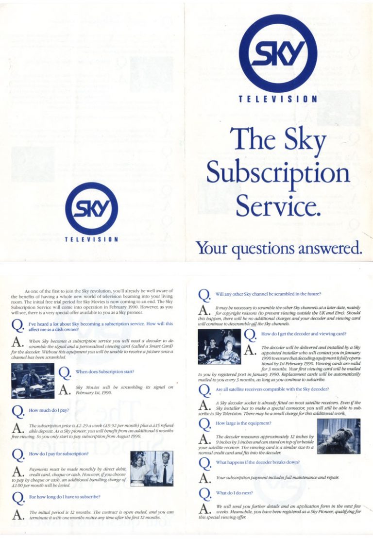 Sky TV Corporate Logo & Print Examples 1989 – 1991 | TVARK