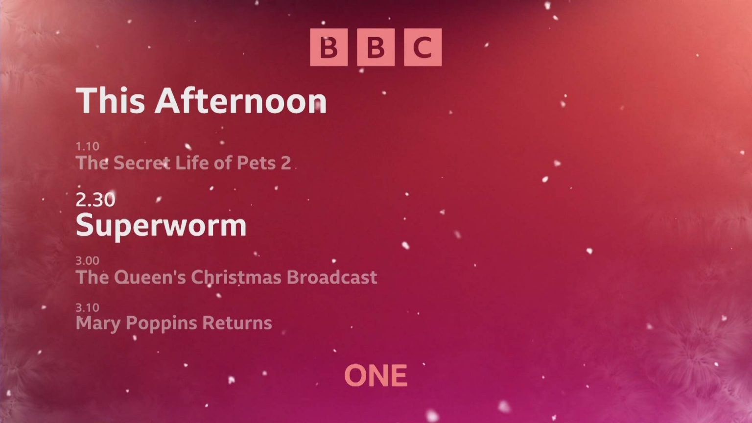 BBC One Christmas Day Menu | TVARK